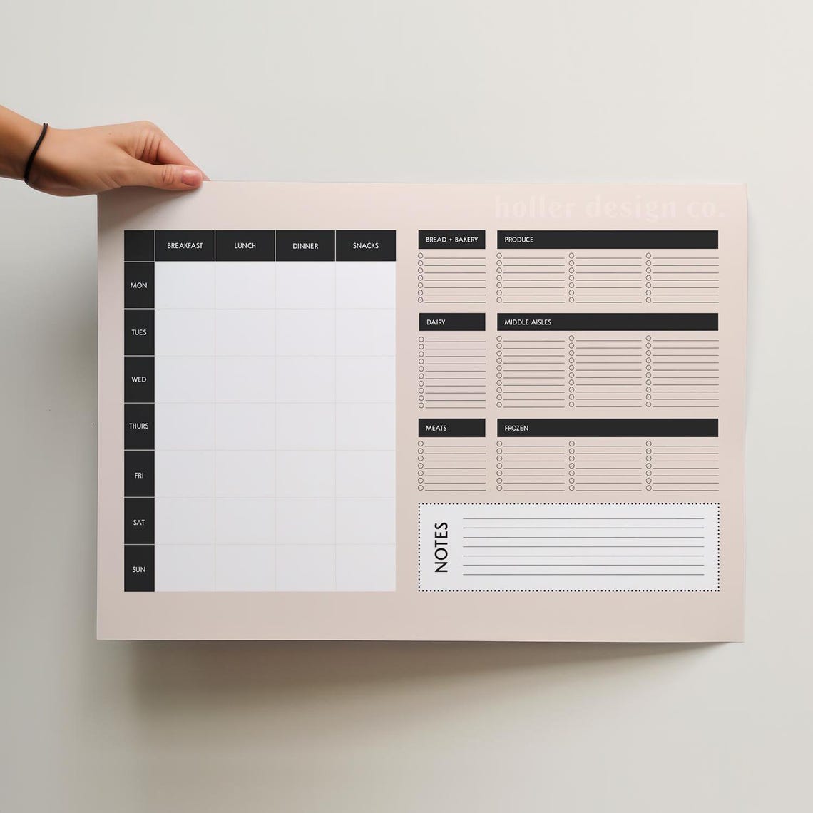 Printable Pink Weekly Meal Planner: Grocery List, Menu (PDF Download ...