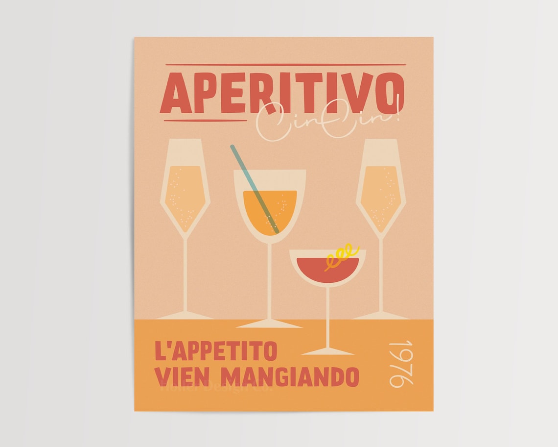 Printable Aperitivo Print, Italian Poster, Aperitivo Art, Vintage Bar ...