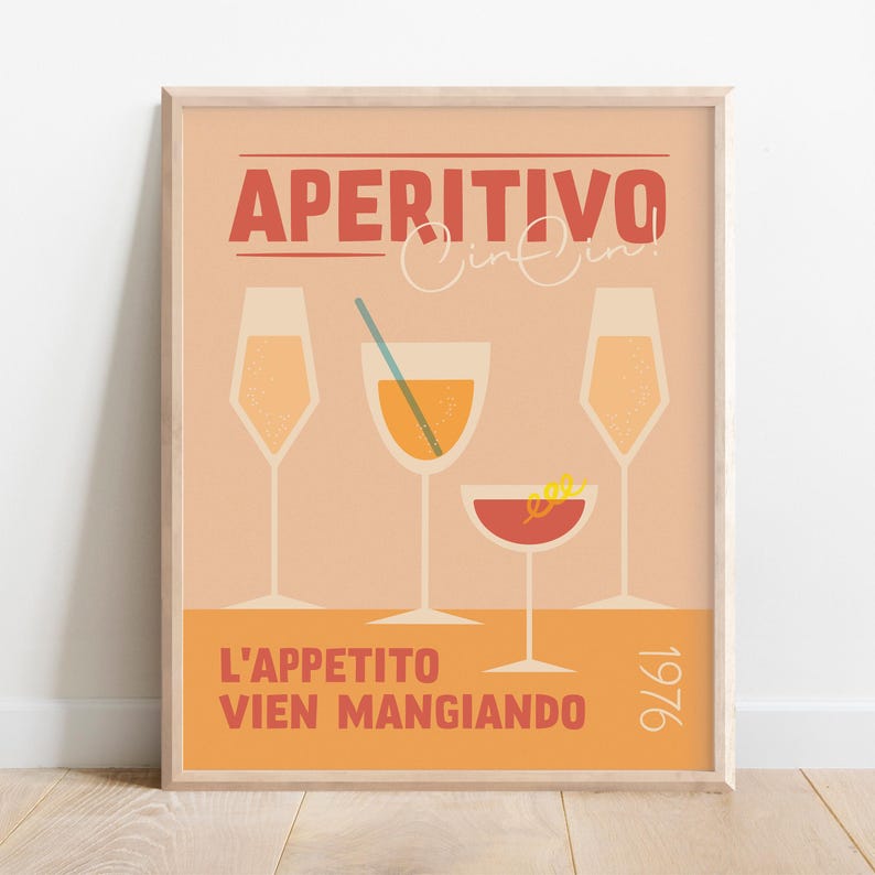 Printable Aperitivo Print, Italian Poster, Aperitivo Art, Vintage Bar ...