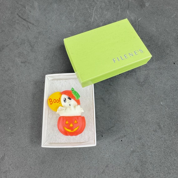 Vintage Hallmark Halloween Brooch: Pumpkin Ghost 'Boo… - Gem