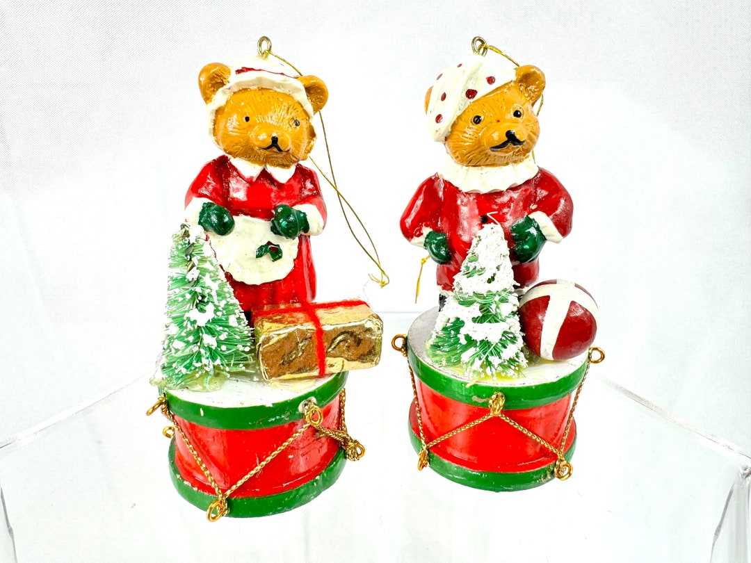 Vintage Enesco Giftware Taiwan Christmas Bears Tree Ornament Set - Etsy