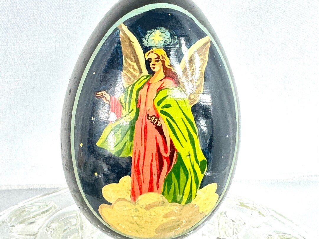 Vintage Russian USSR Palekh Easter Egg Angel, Signed - Etsy