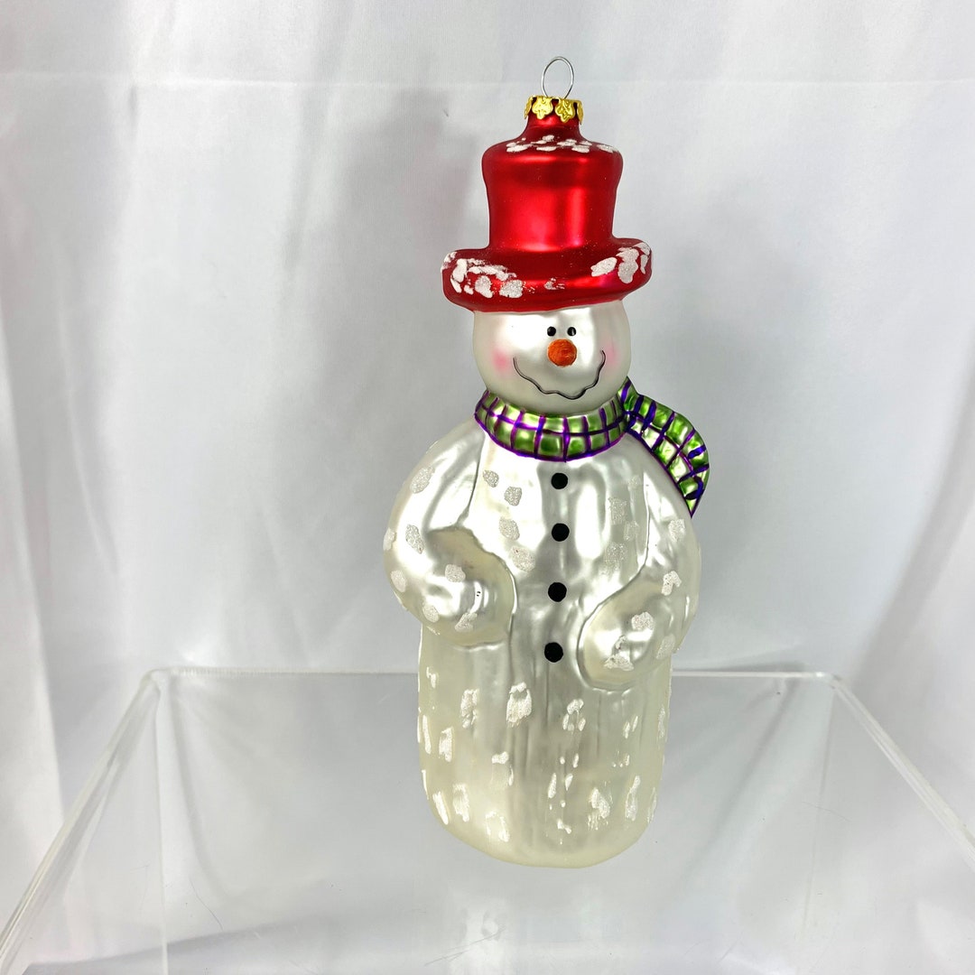 Vintage Blown Glass Snowman Christmas Tree Ornament, Very Large - Etsy