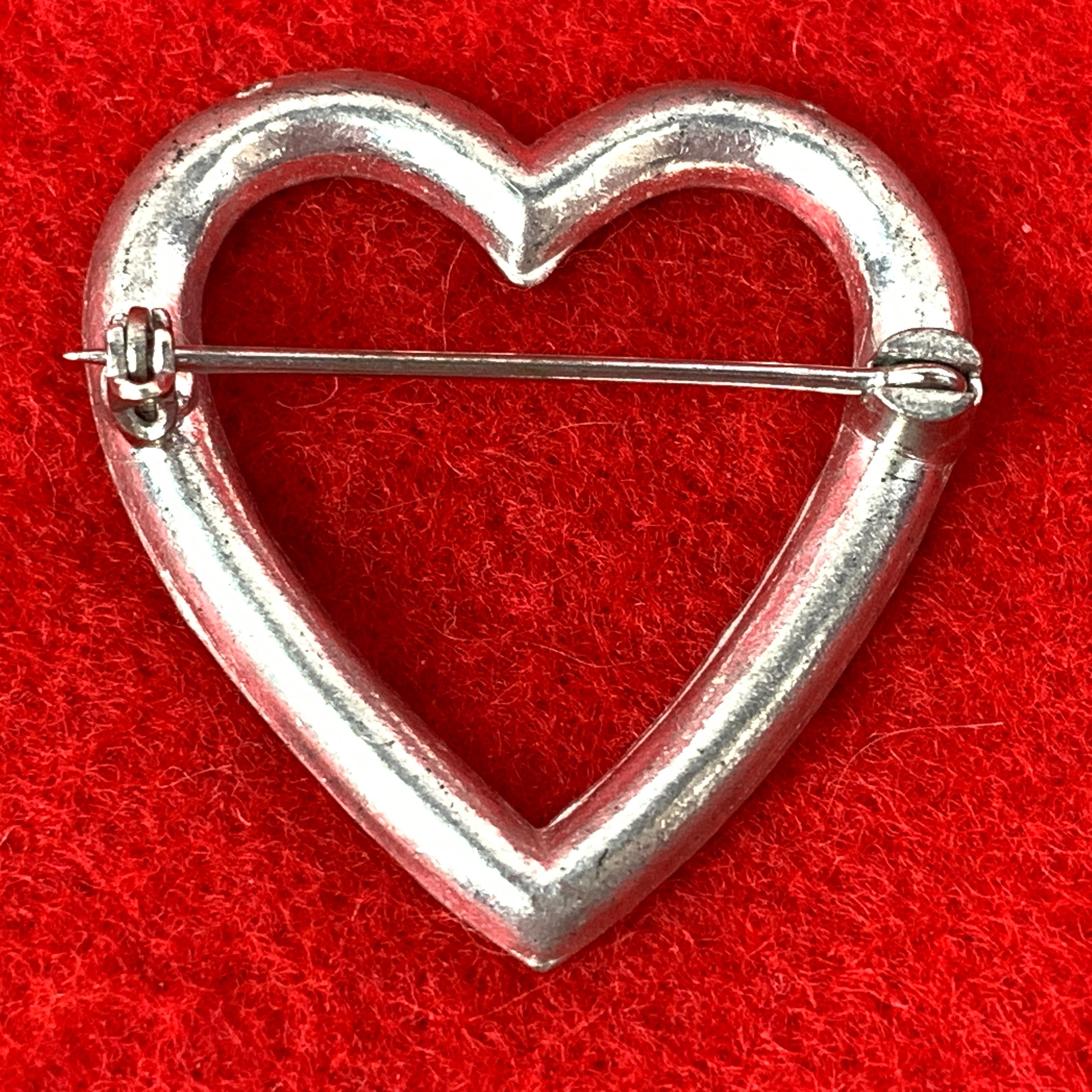 Pot Metal Rhinestone Heart Brooch Rare Beauty Vintage | Etsy