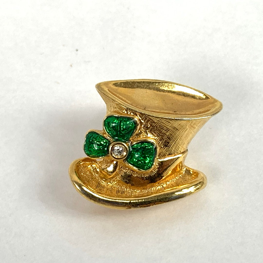 Vintage Avon Shamrock Leprechaun Hat Lapel Pin Tie Tack - Etsy