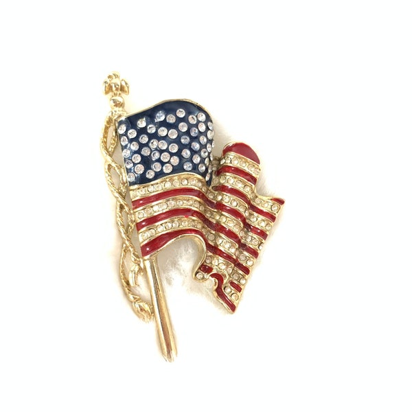 Flag Brooch Patriotic Fourth of July Pin American Pride Rare Beauty ...