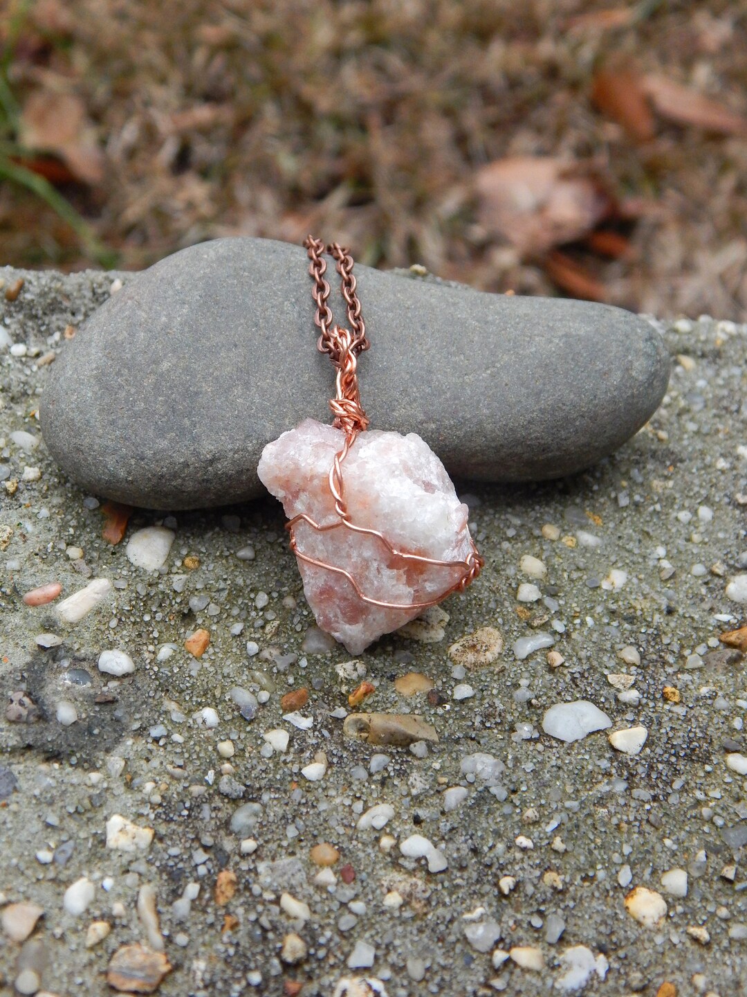 Raw Sunstone Pendant, Copper Wire Wrap, Layering Necklace, Ready to ...