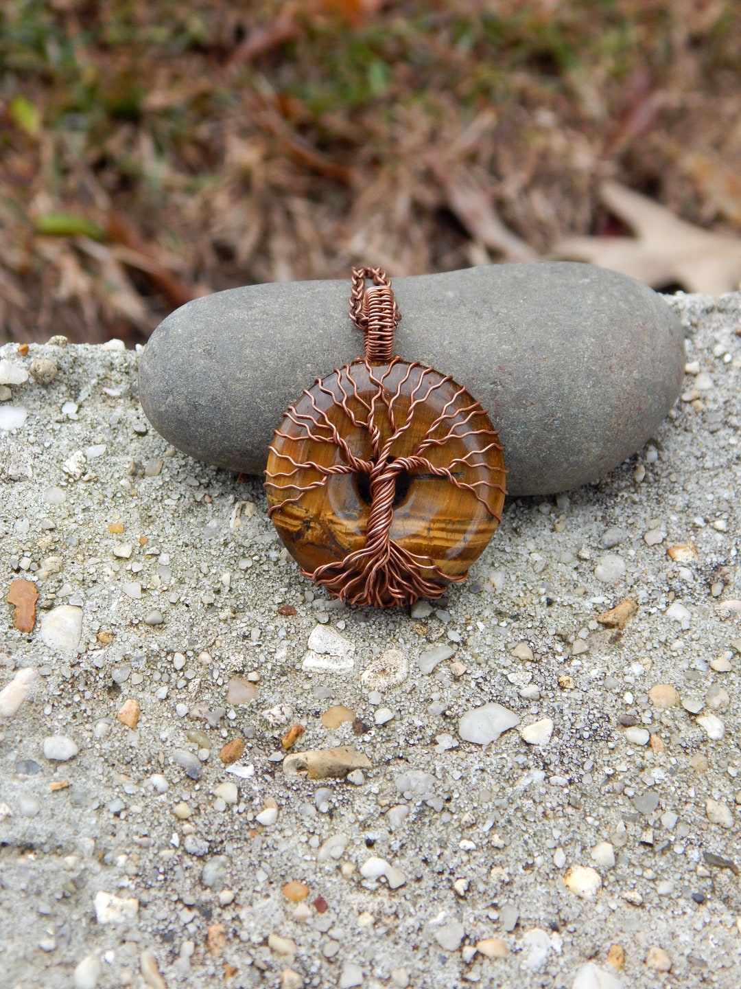Tiger Eye Tree of Life Pendant, Nature Lover Gift, Ready to Ship, Wire ...