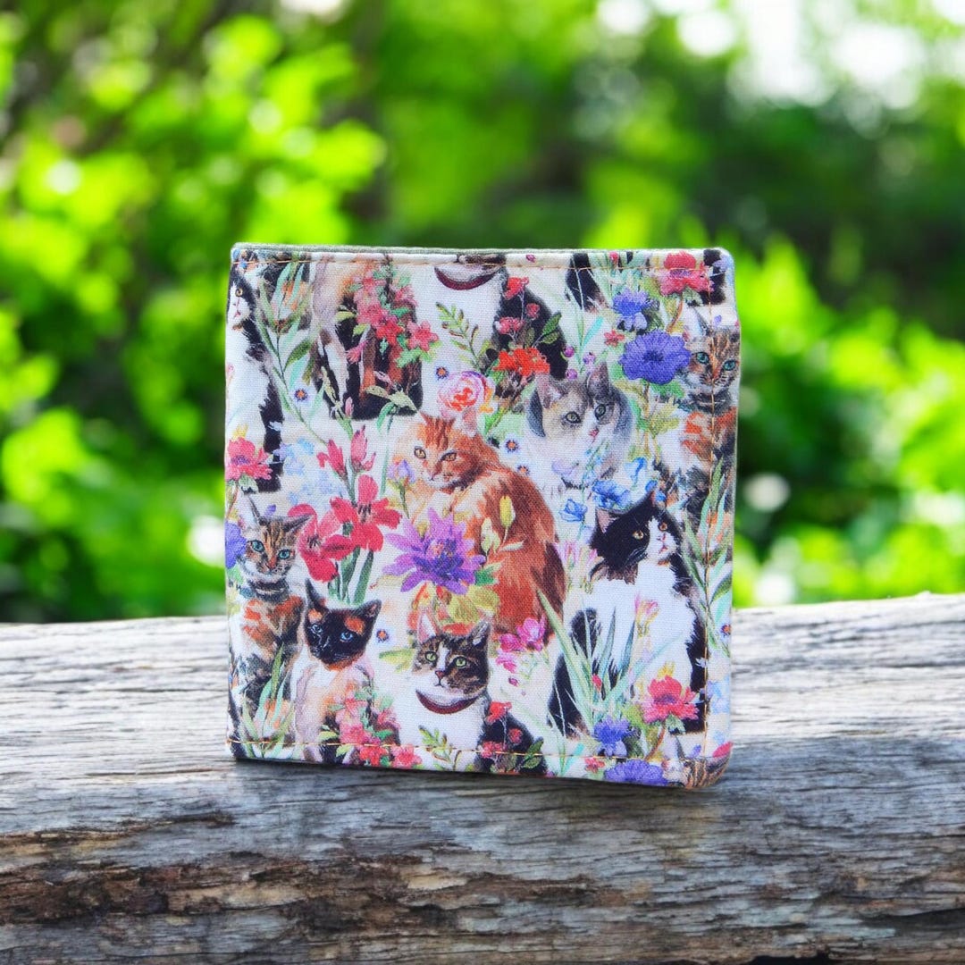 Cat Fabric Wallet, Simple Flip Wallet, Cat Lover Gift, Credit Card ...
