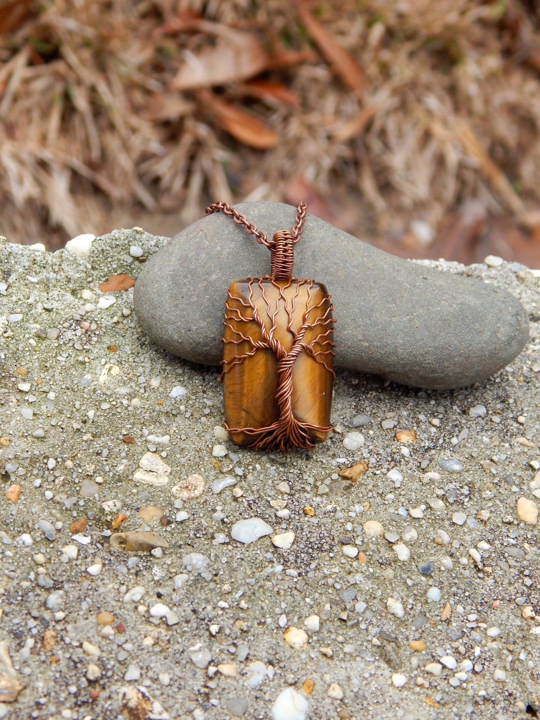 Tiger Eye Tree of Life Pendant, Copper and Stone, Nature Lover Gift ...