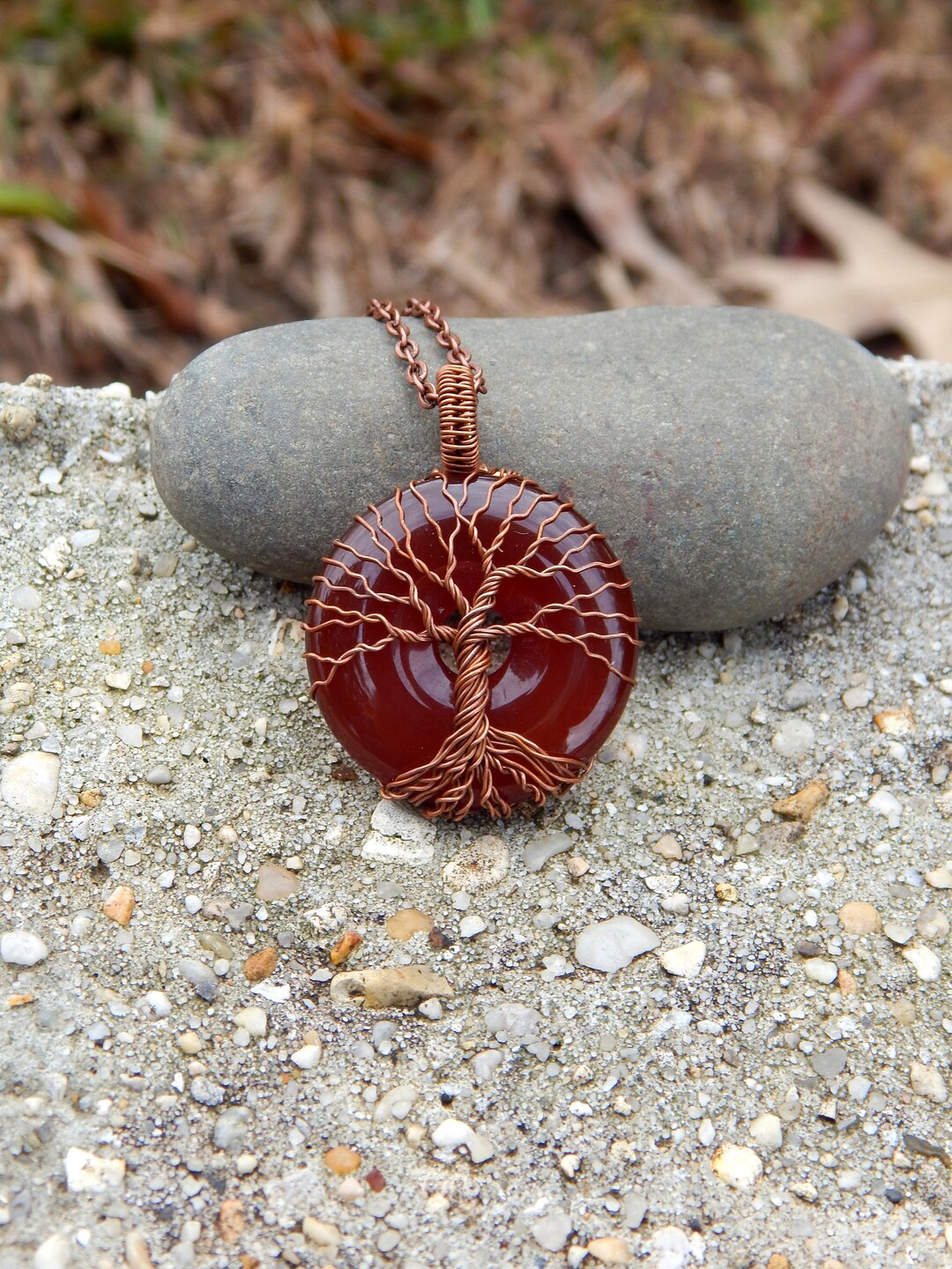 Carnelian Tree of Life Pendant, Dainty Gemstone, 7th Anniversary, Ready ...