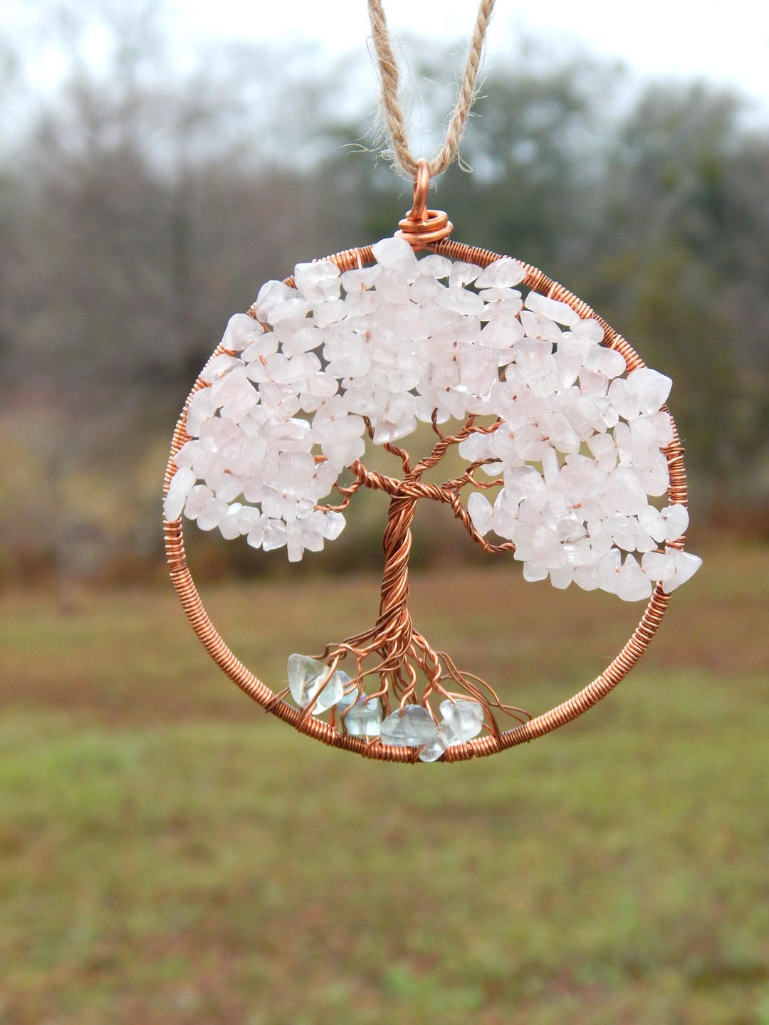 Rose Quartz Tree of Life, Gemstone Suncatcher, Unique Gift for Her ...