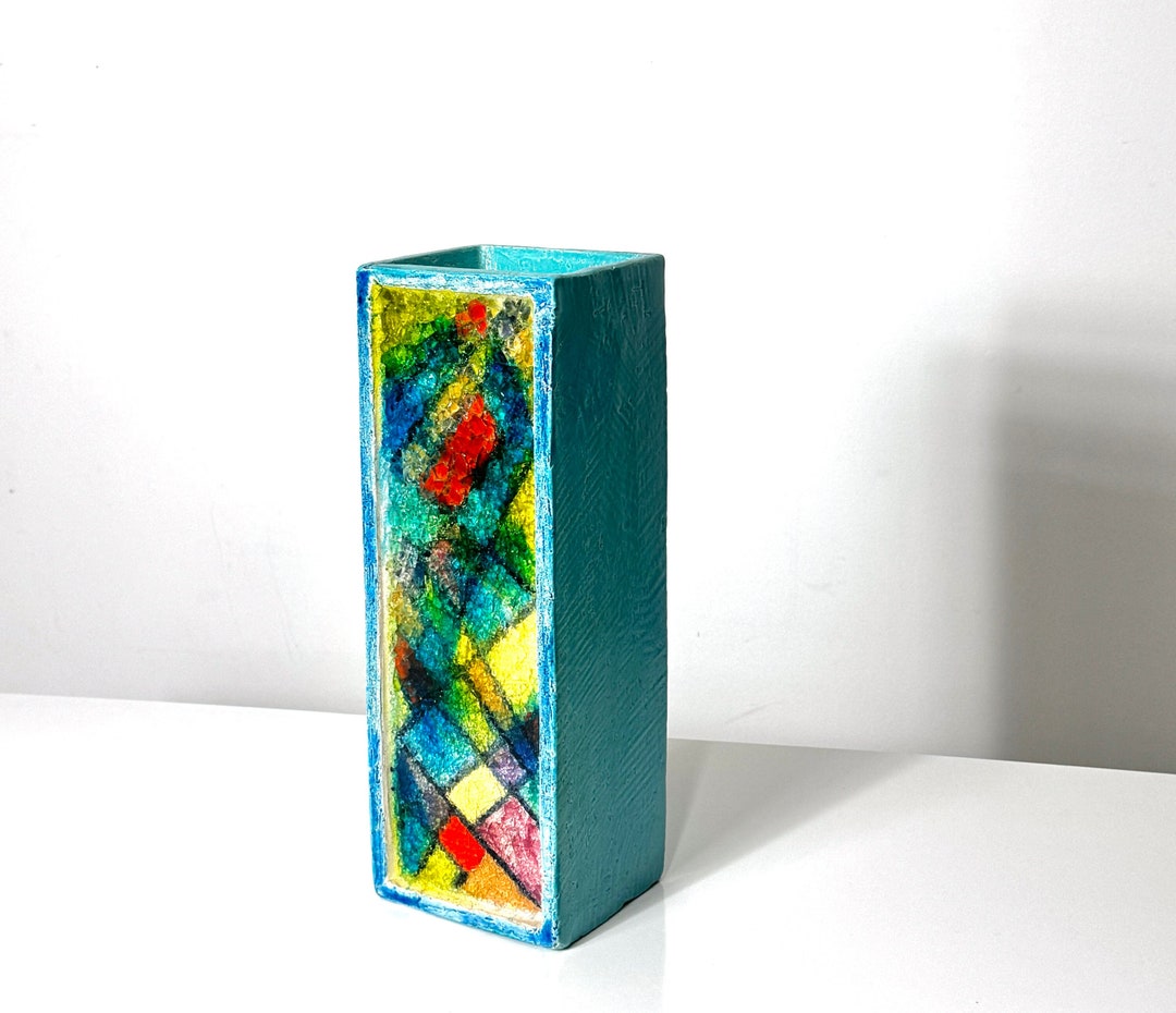 Mid Century Modern Bitossi Fritte Fused Glass Mosaic Ceramic Vase Italy ...