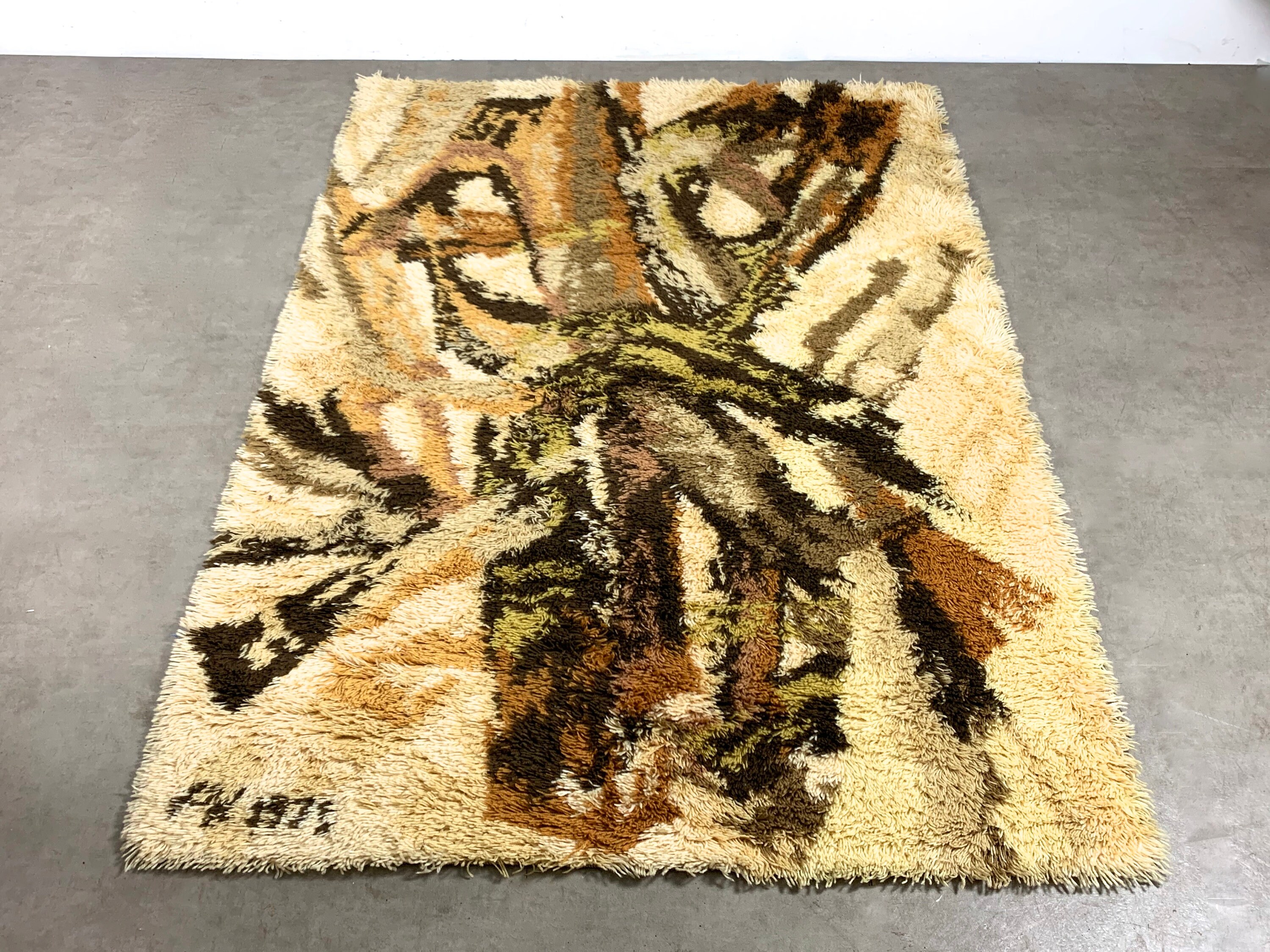 4x6 Vintage Rya Wool Shag Rug 1970s