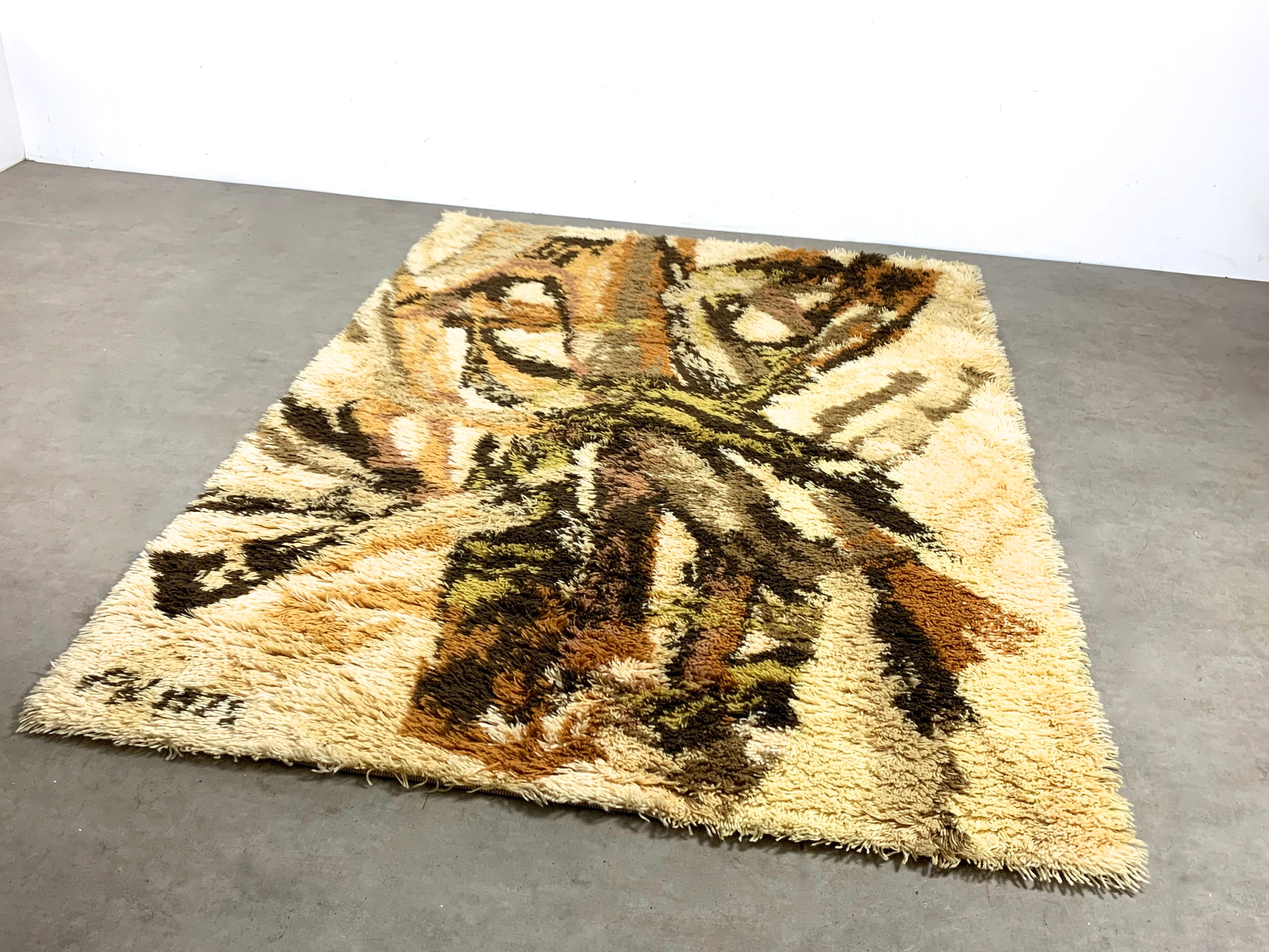 4x6 Vintage Rya Wool Shag Rug 1970s