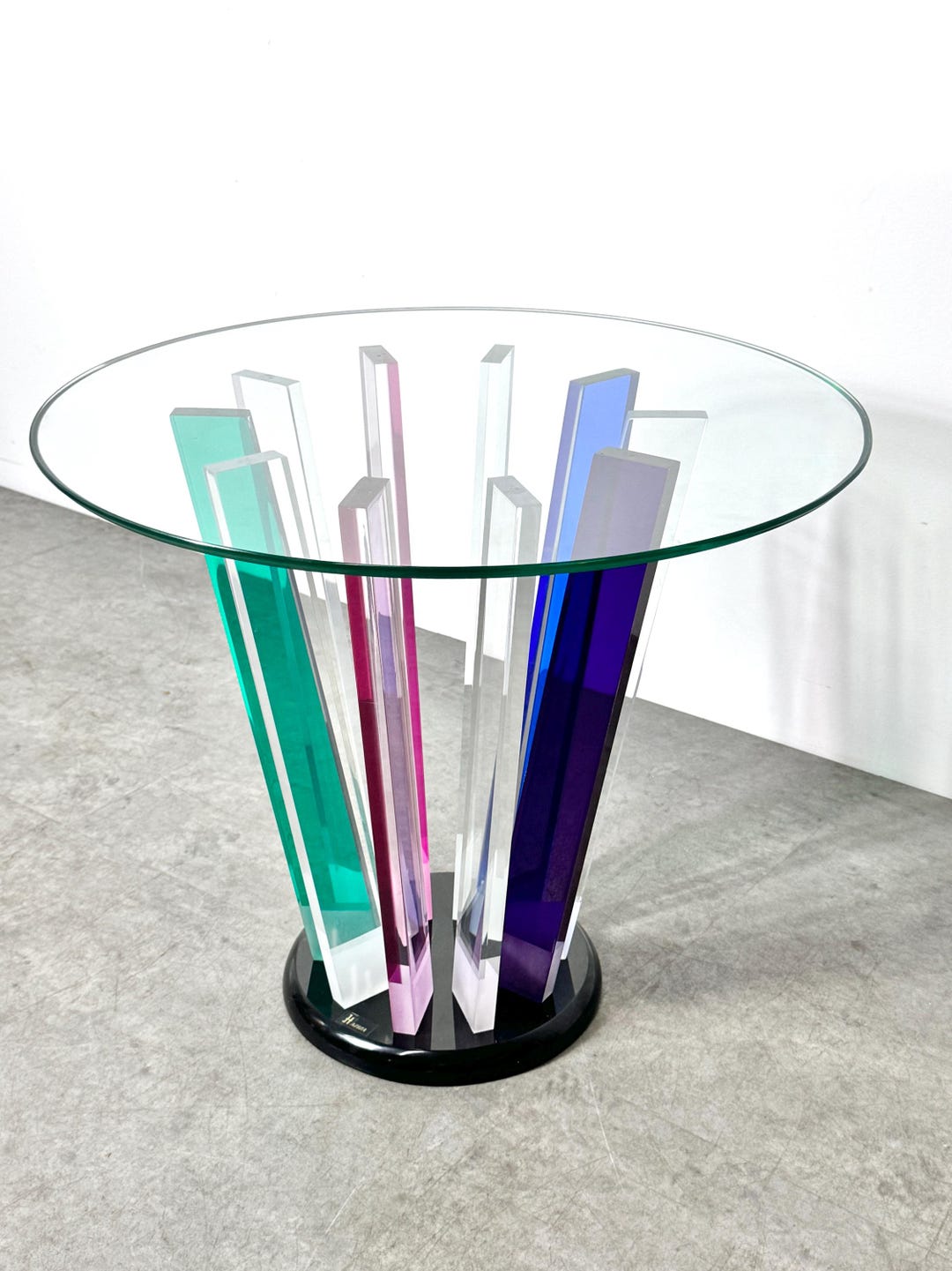 Vintage Post Modern Lucite and Glass Rainbow Prism Side Table by Shlomi ...