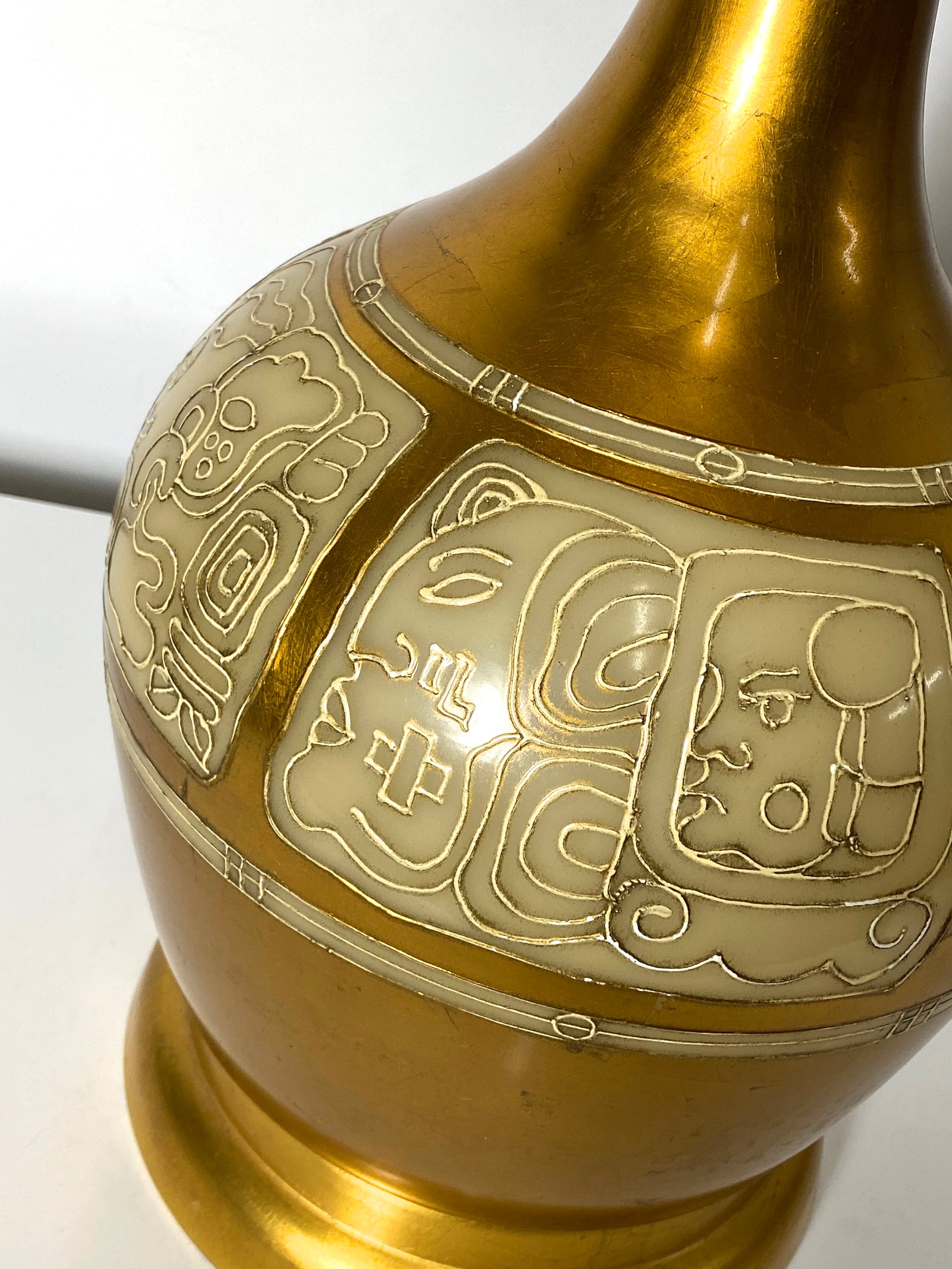 Massive Vintage Gold Leaf Glass Table Lamp 1950s