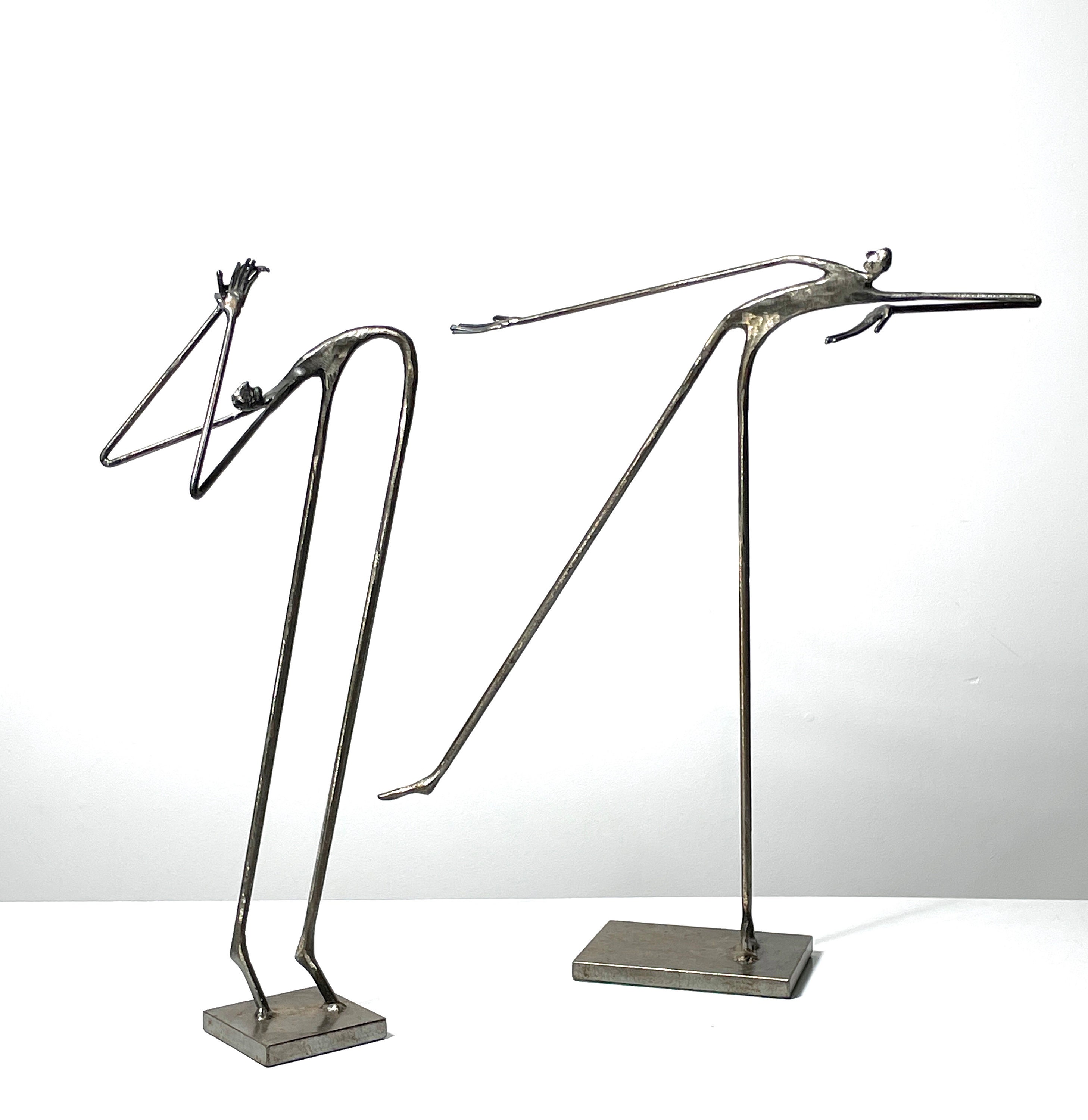 Signed Jim Heneveld Modernist Abstract Tall Thin Man Steel Sculpture 1990s signed-jim-heneveld-modernist-abstract-tall-thin-man-steel-sculpture-1990s