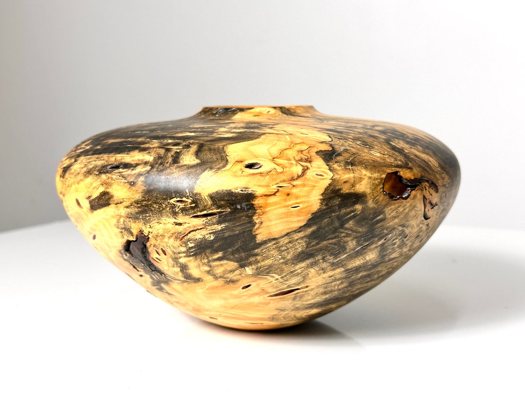 Vintage Signed Mike Mahoney Birdseye Maple Burl Turned Wood Vessel ...