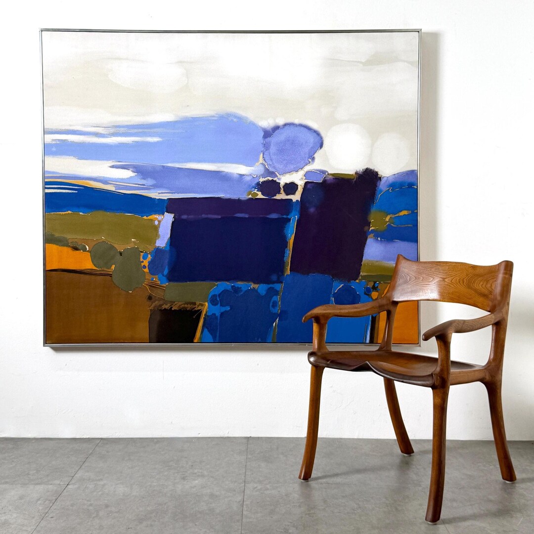 61 X 51 Original Vintage Mid Century Modern Abstract Acrylic on Canvas ...