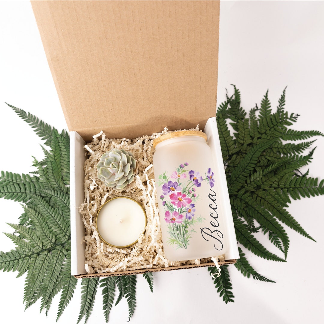 Birth Flower Mug, Self Care Gift Box, Succulent Gift Set for Friend ...