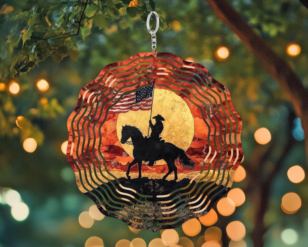 Cowboy Wind Spinner Design PNG, Western Wind Spinner PNG, American Flag ...