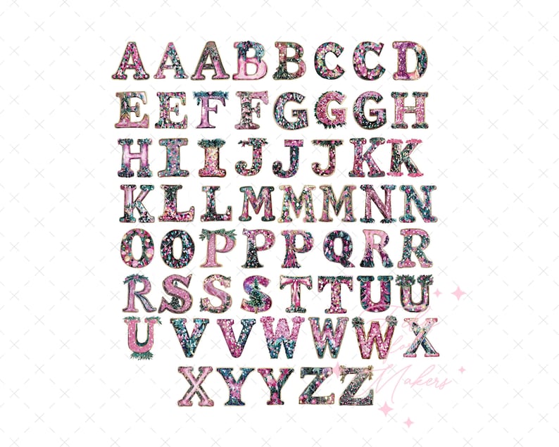 Girly Glam Christmas Alpha Png, Jewel Tone Coquette Alphabet ...