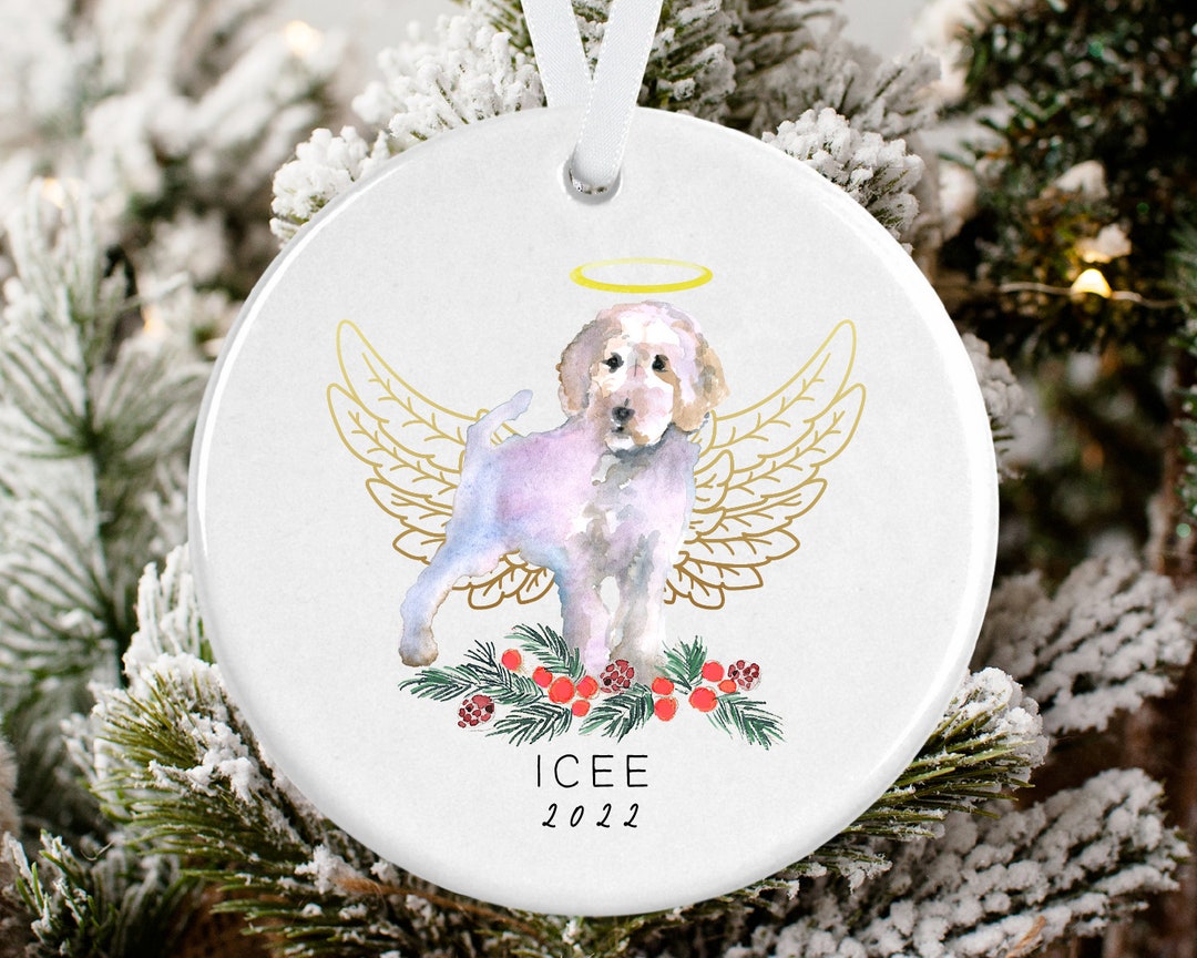 White Doodle Christmas Ornament, Memorial Dog Ornament, Wings, Halo ...