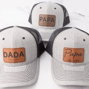 Custom Papa Hat, Father's Day Custom Hat, Patch Cap, Est 2022, New Dad ...