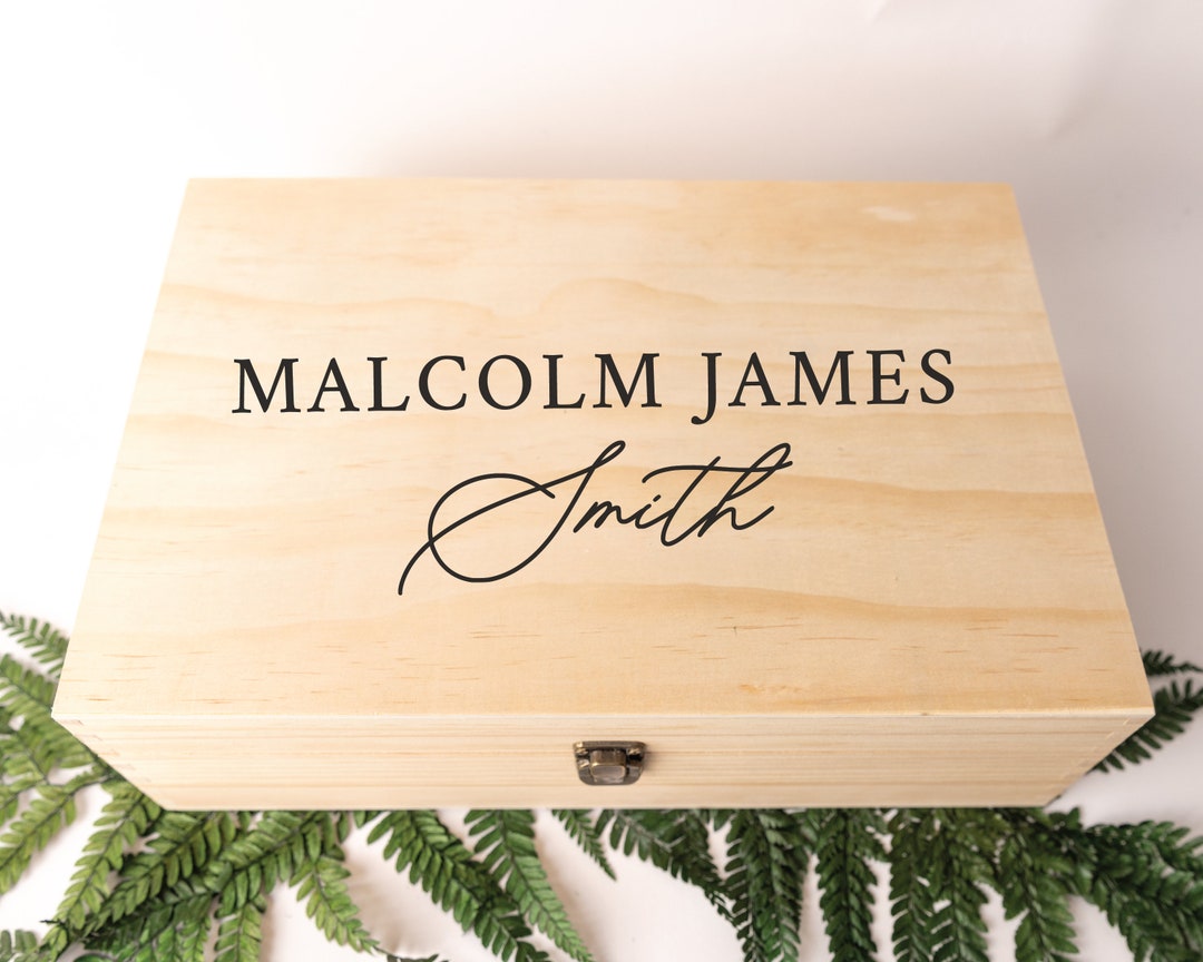 Custom Baby Memory Box, Newborn Keepsake Storage Bin With Clasp ...