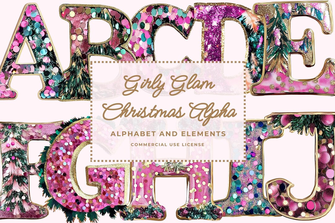 Girly Glam Christmas Alpha Png, Jewel Tone Coquette Alphabet ...