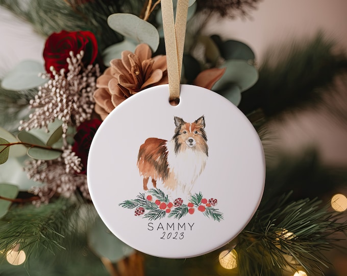 Hand-painted SHELTIE SHETLAND SHEEPDOG Sable Wood Christmas Tree ...