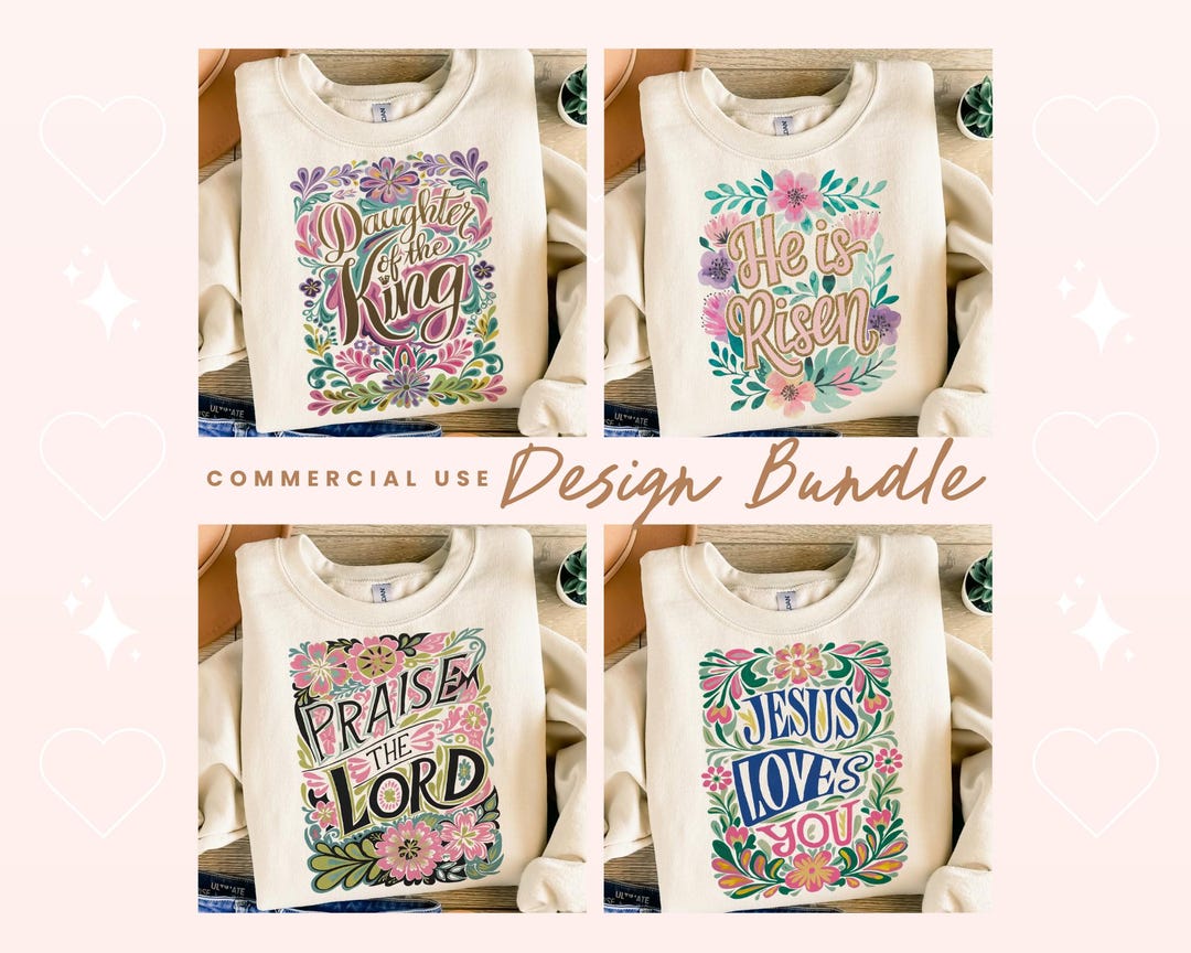 Floral Retro Easter Christian Png Shirt Design Bundle, Bible Verse ...