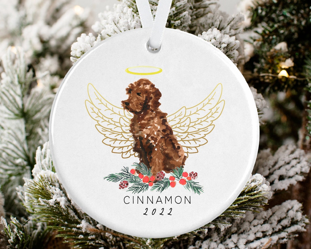 Apricot Doodle Christmas Ornament, Memorial Dog Ornament, Wings, Halo ...