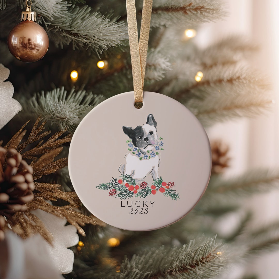 Black & White French Bulldog Christmas Ornament, Frenchie Ornament ...
