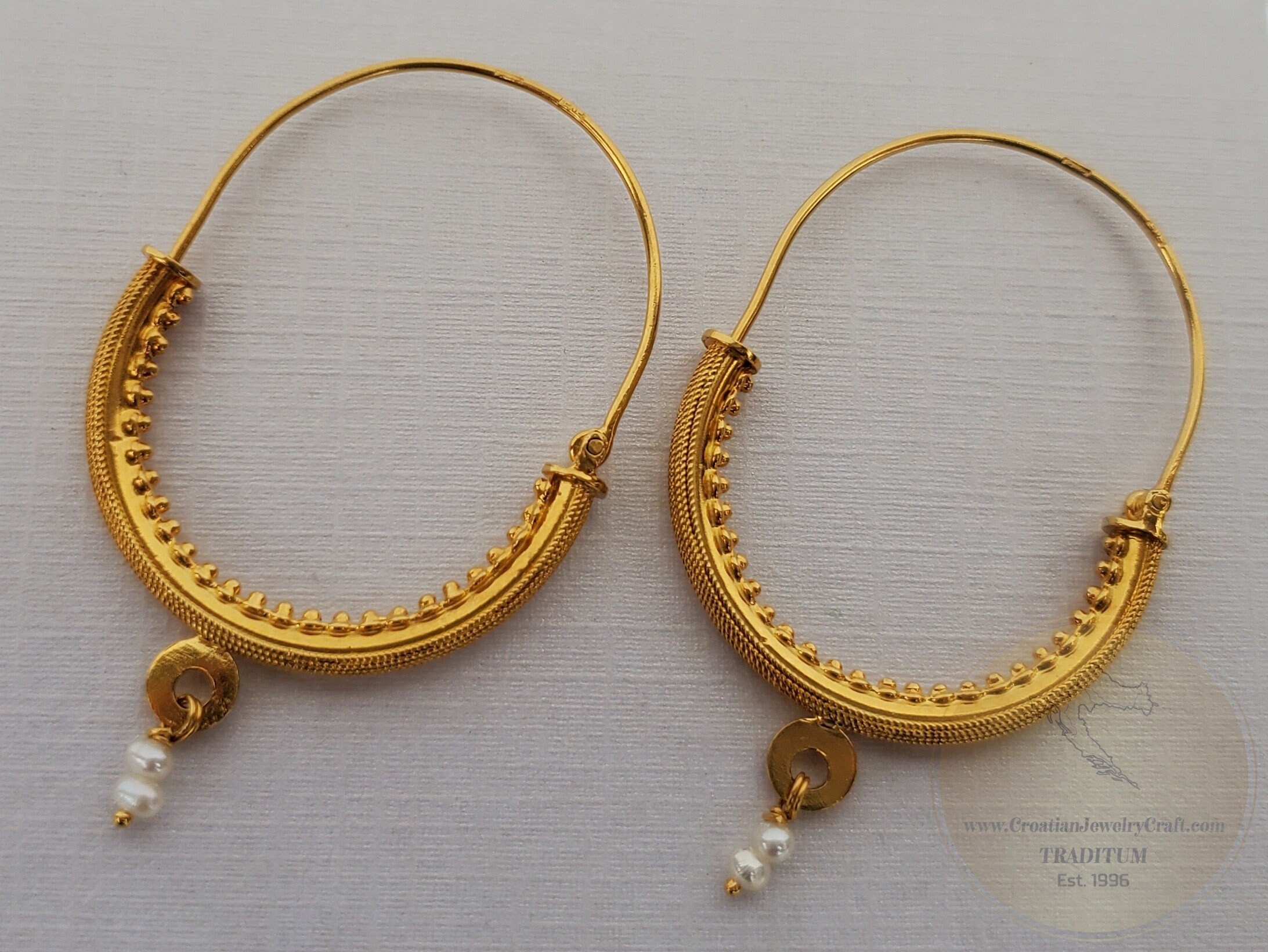 14k Gold Filigree Hoops Traditional Croatian Konavle | Etsy