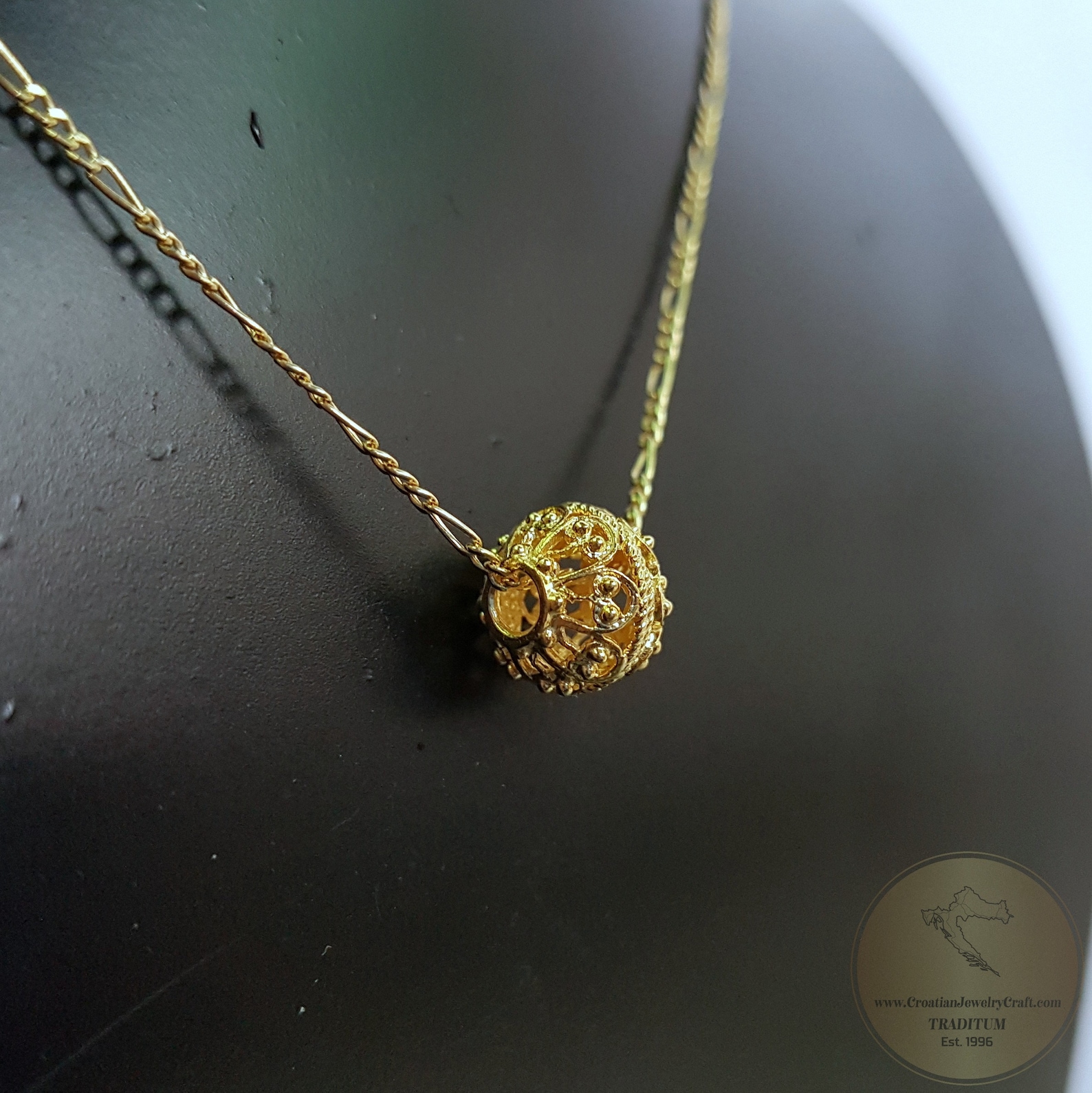 Traditional Croatian Filigree Ball Slider Pendant in 14k Gold ...