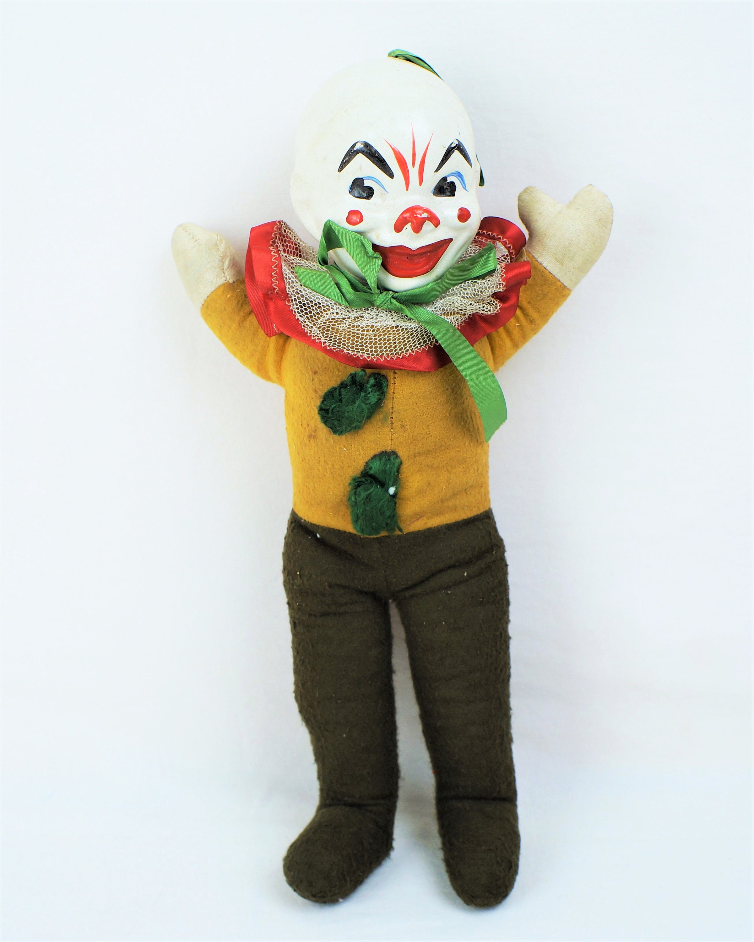 Antique Composition, Stuffed Clown, horrifying! 1930s/1940s