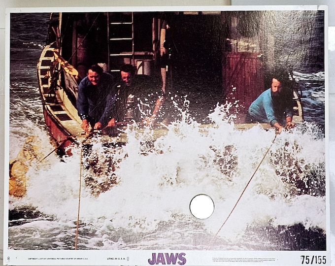 1975 Jaws Original Movie Theater Mini Lobby Card, Orca, Jaws, Chief ...