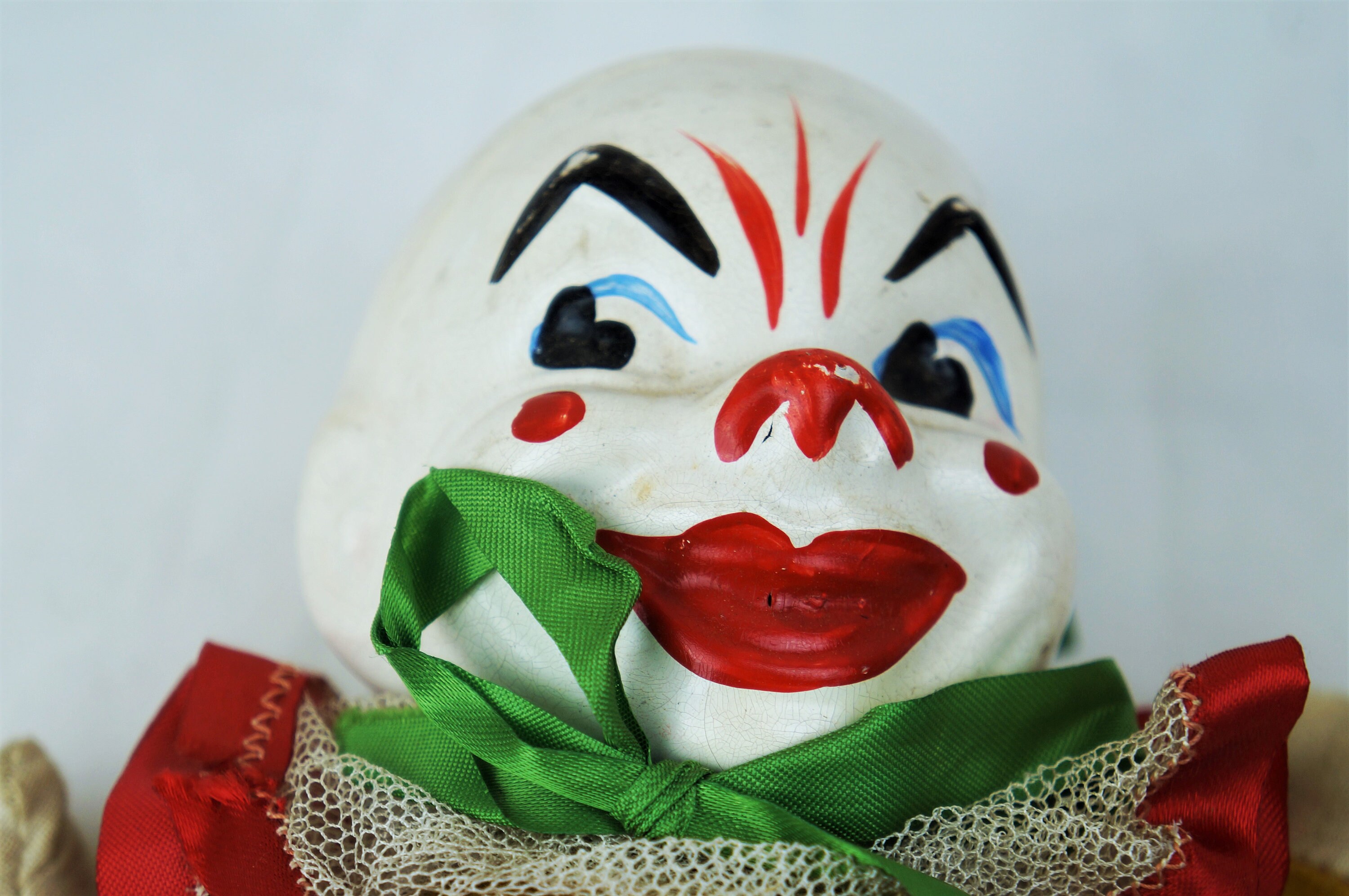 Antique Composition, Stuffed Clown, horrifying! 1930s/1940s