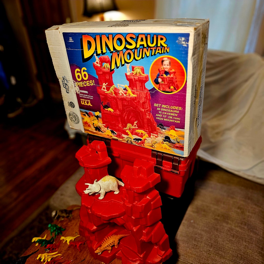 Vintage Tim-mee Processed Plastics Dinosaur Mountain Playset, Extra ...