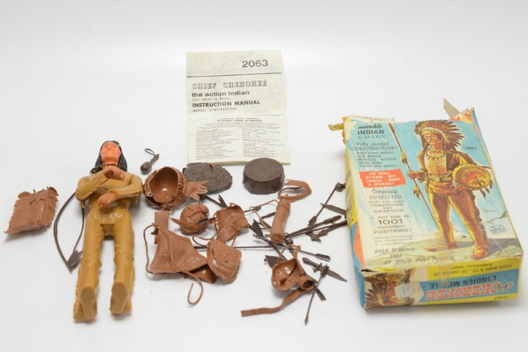 Vintage 1960s Louis Marx Cherokee Chief action figure with Box, Manual ...