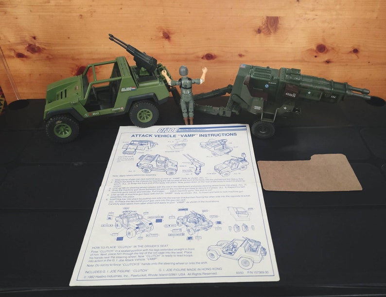 1982 Hasbro G.I. Joe VAMP Jeep and HAL, Complete With Clutch, File Card ...