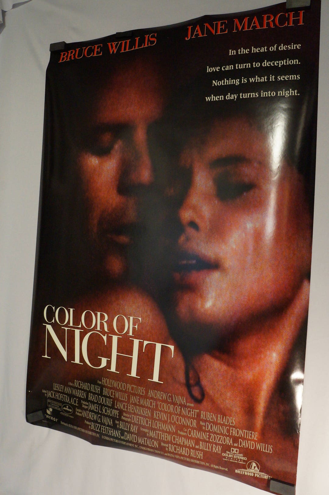 1994 color of Night Movie D/S One Sheet Movie Poster, Bruce Willis and ...