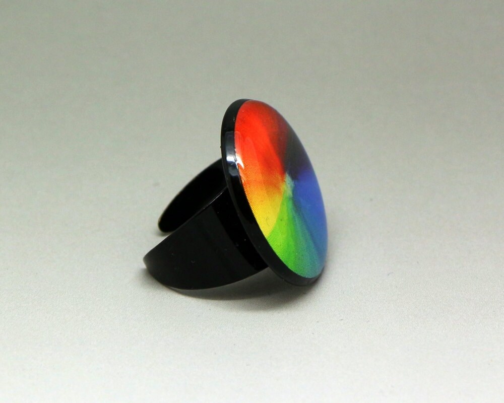 Rainbow Ring, COLORWHEEL, Colorful Ring, Art Ring, Statement Ring ...