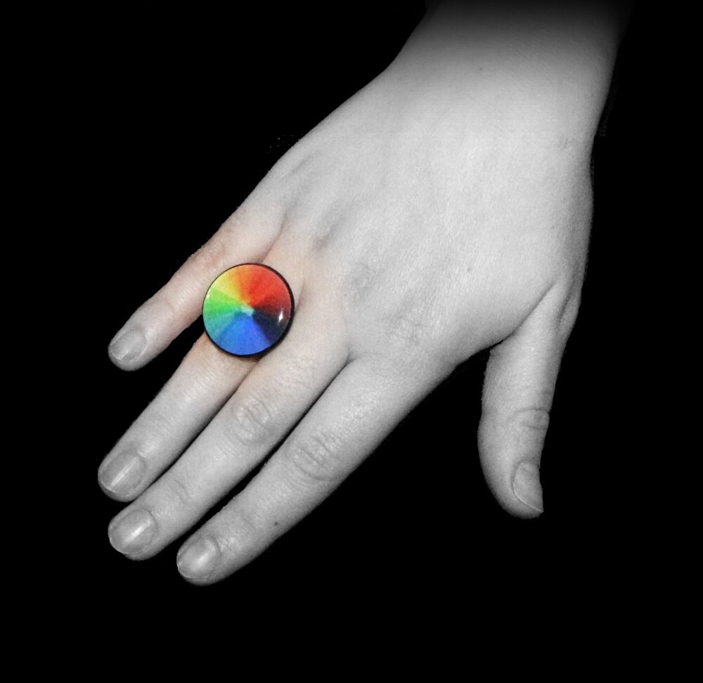 Rainbow Ring, COLORWHEEL, Colorful Ring, Art Ring, Statement Ring ...
