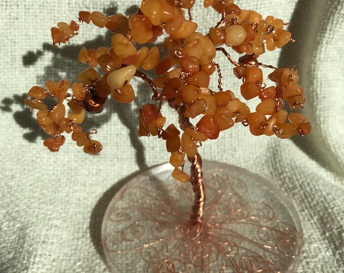 Prosper Tree Copper With Orange Quartz Gem Stones Twisted Wire Tree - Etsy