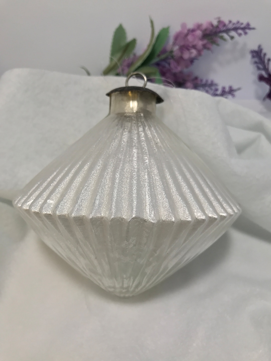 Vintage Midwest Kugel Ornament Ribbed Diamond Shape White 5" - Etsy