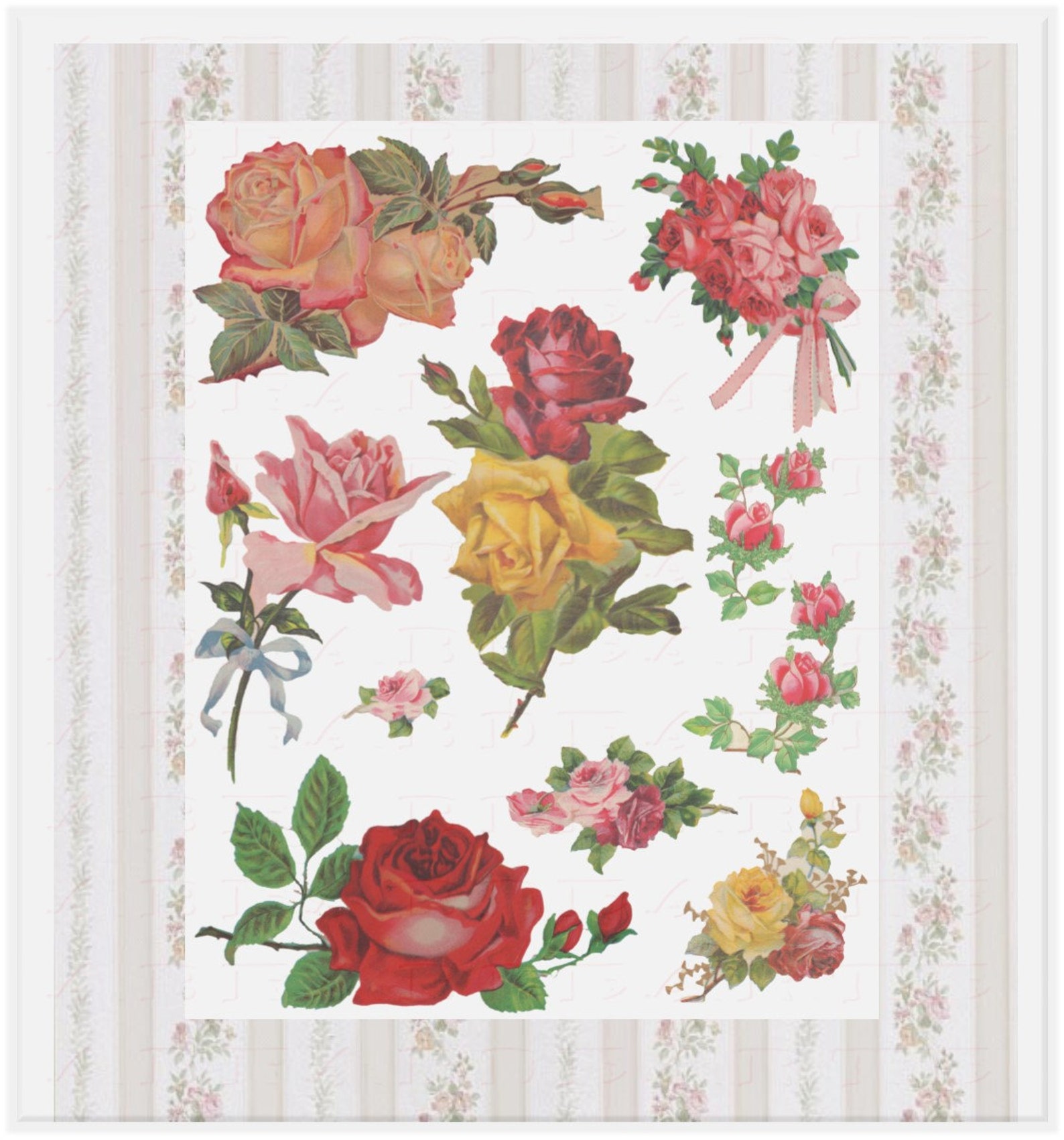 Vintage Victorian Postcard Roses From Early 1900's Instant Digital ...