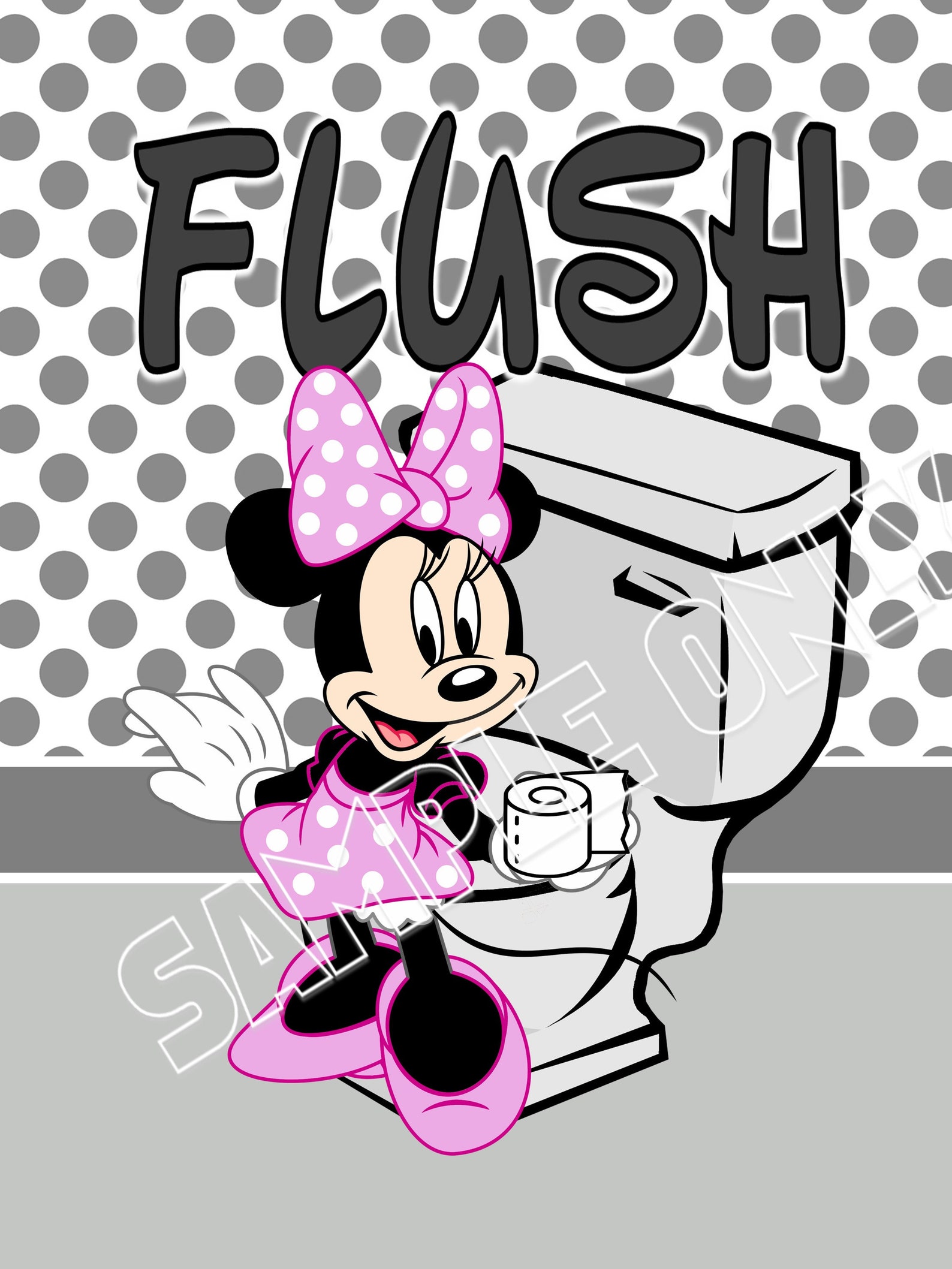 Minnie Mouse Gray Light Pink Wash Brush Floss Flush Kids | Etsy